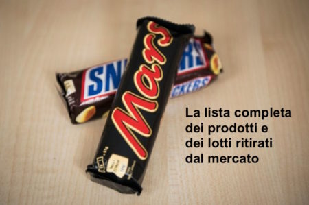 La lista dei 46 lotti di barrette Mars e Snickers ritirate in Italia