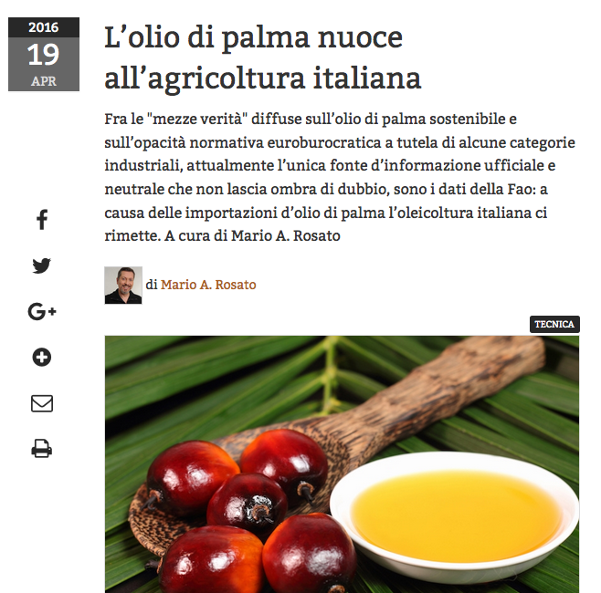 olio di palma: nuoce all'agricoltura italiana
