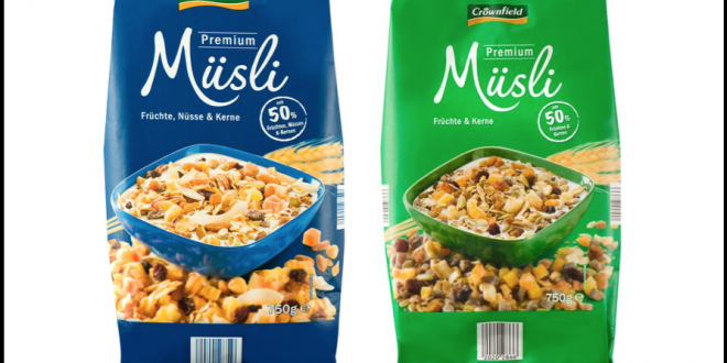 Lidl richiama Premium Müsli Crownfield per etichettatura italiana assente