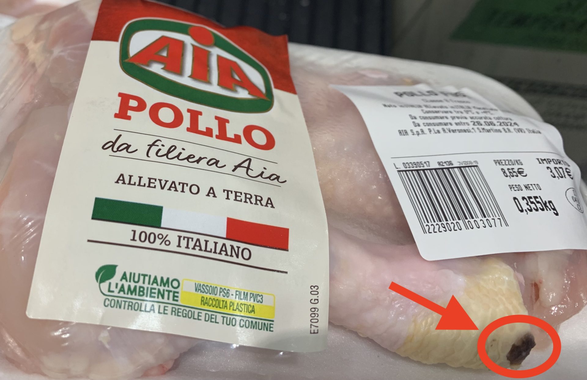 Gli sventurati polli di Aia, Amadori e Fileni: ustioni e strisce bianche