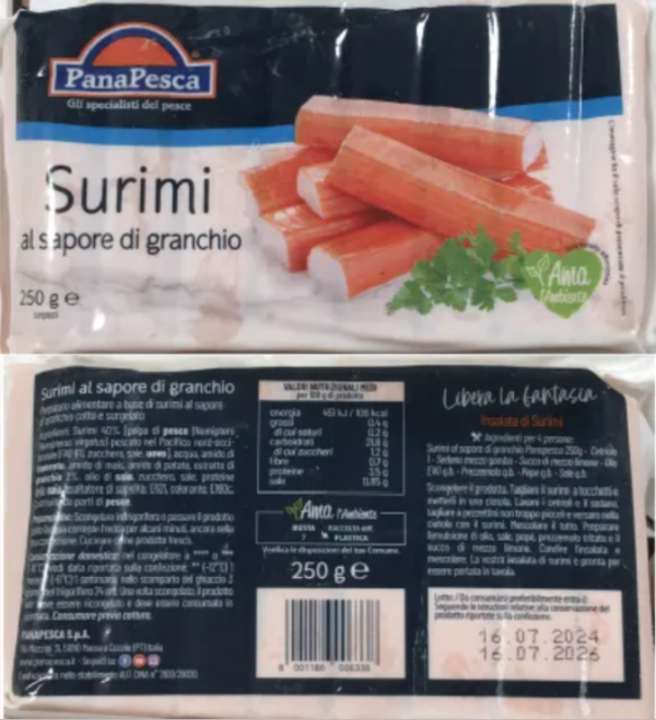 Surimi Panapesca e latterini surgelati richiamati